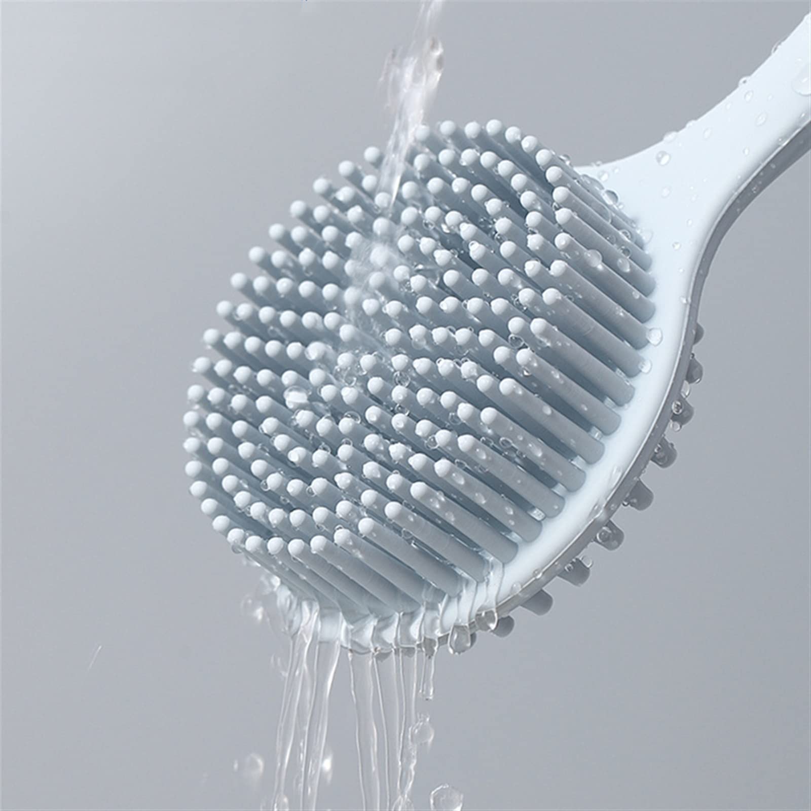 TADALU Shower Scrubber for Body Multifunctional Silicone Brush Body Long Handle Double-Sided Bath Shower Brush Back Massage Exfoliation Wisp Body Scrub Brush (Color : Blue)