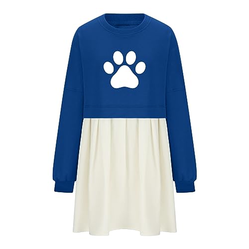JDHUFEI Oversized Crewneck Sweatshirt Dress Women Fashion Long Sleeve Pullover Relaxed Fit Fall Sweatshirts Patchwork Dress