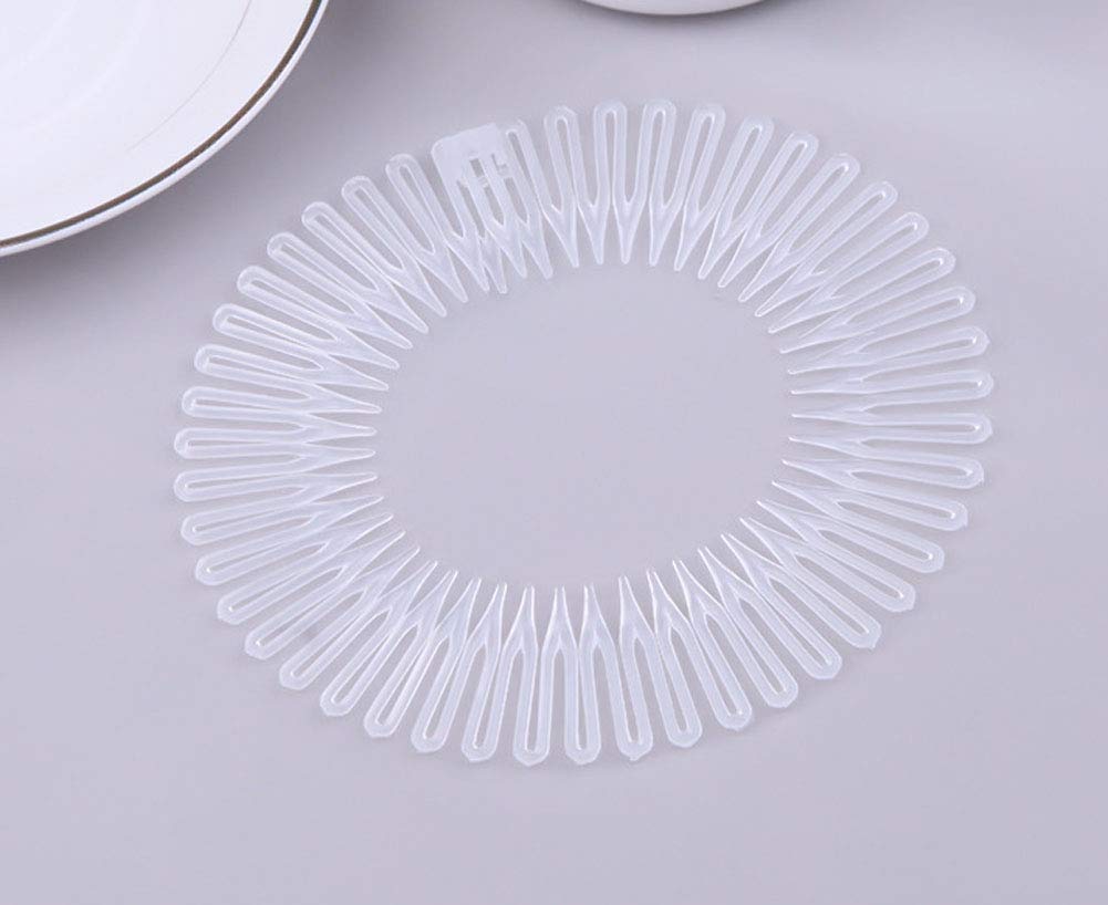 Fodattm 6PCS Women Lady Stretch Flexible Plastic Full Circle Hair Comb Headband Hair Hoop Hair Clip Spring Head Band with Deep Teeth (Color mixed)