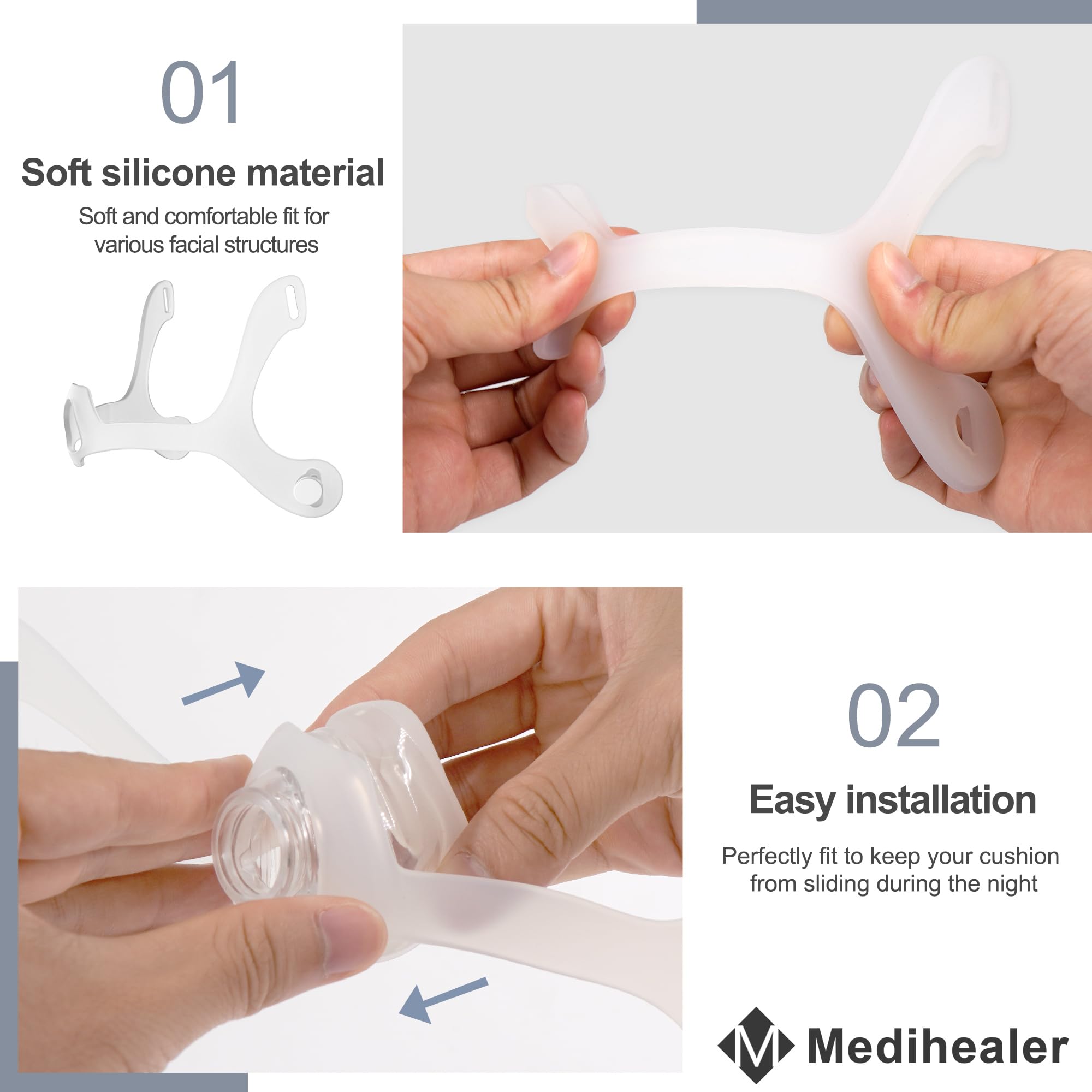 Replacement Frame Set for WISP,Including Cushion(S),Silicone Frame,Head Strap and Clips for Wisp,Not Fit Dreamwisp,Great Value Supplies by Medihealer