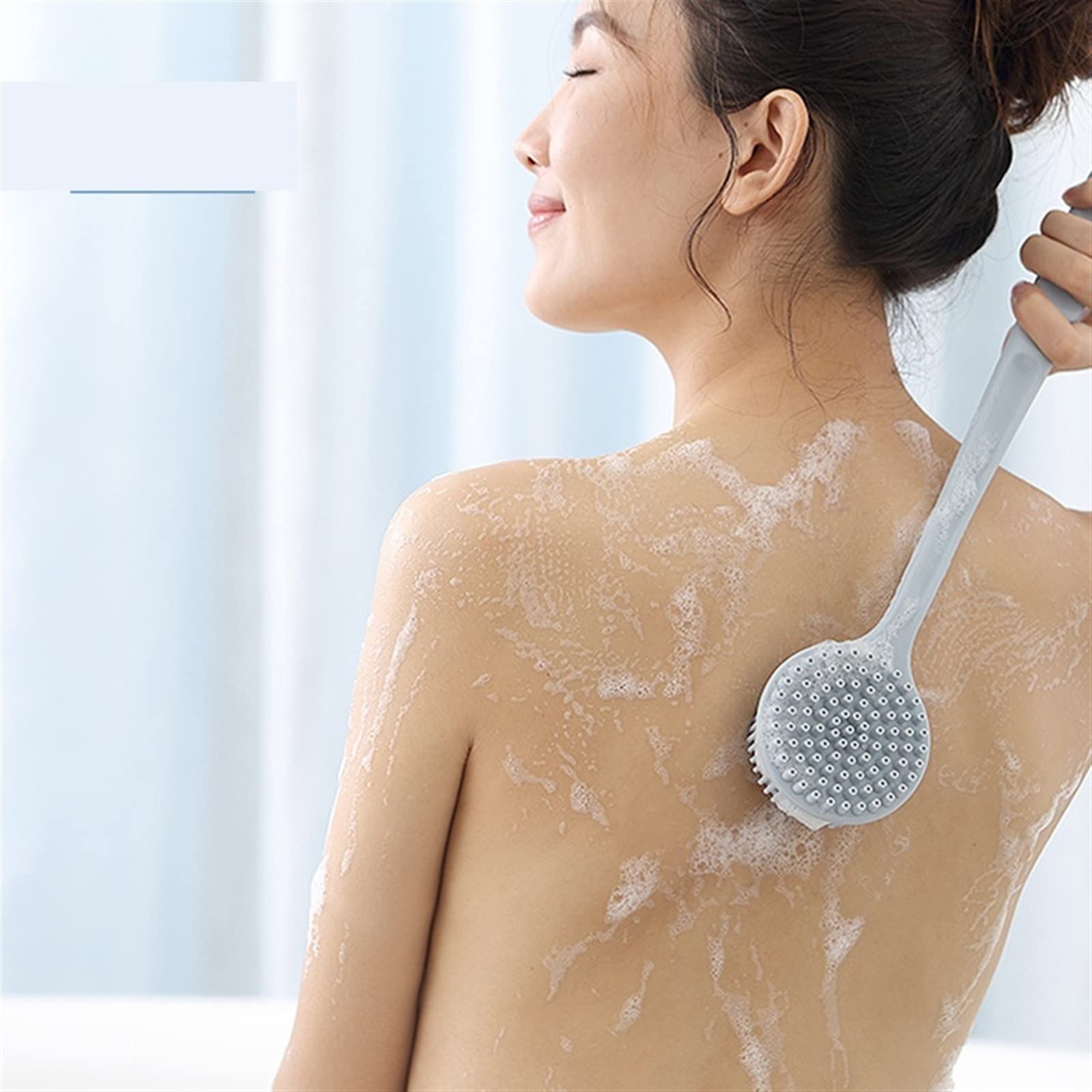 TADALU Shower Scrubber for Body Multifunctional Silicone Brush Body Long Handle Double-Sided Bath Shower Brush Back Massage Exfoliation Wisp Body Scrub Brush (Color : Blue)