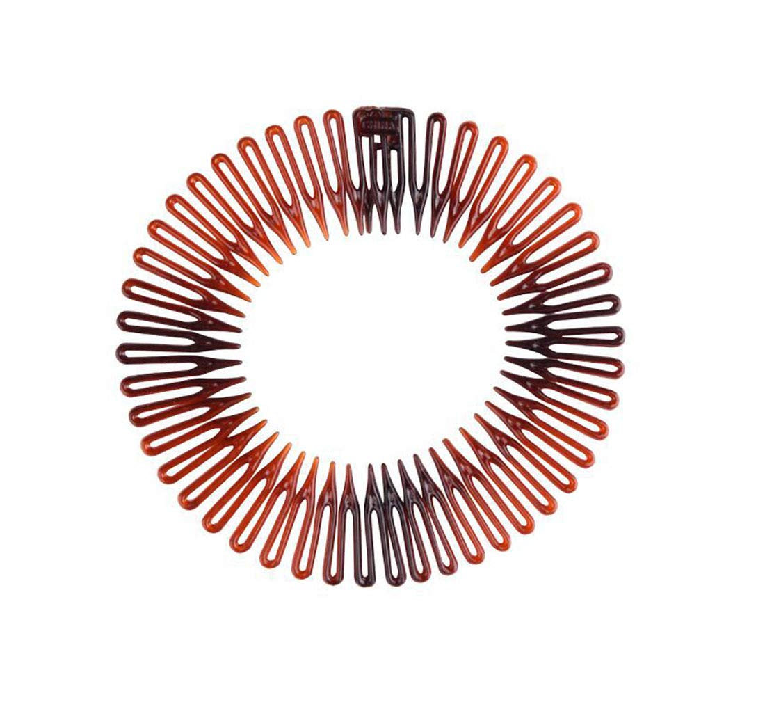 Fodattm 6PCS Women Lady Stretch Flexible Plastic Full Circle Hair Comb Headband Hair Hoop Hair Clip Spring Head Band with Deep Teeth (Color mixed)