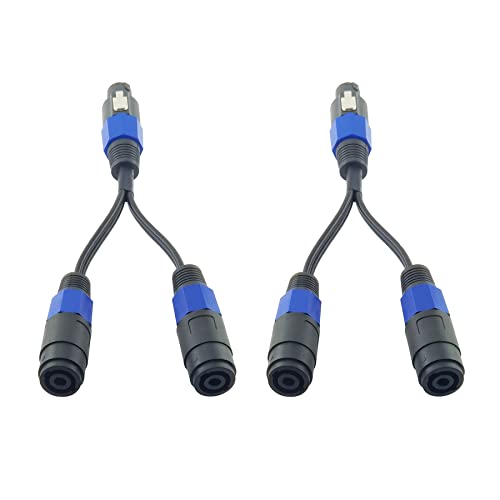 WJSTN speakon splitter Cable ,1 male to 2 female speaker Break Out Cable, Speakon Male to Dual Female Adapter Cable,2Pack