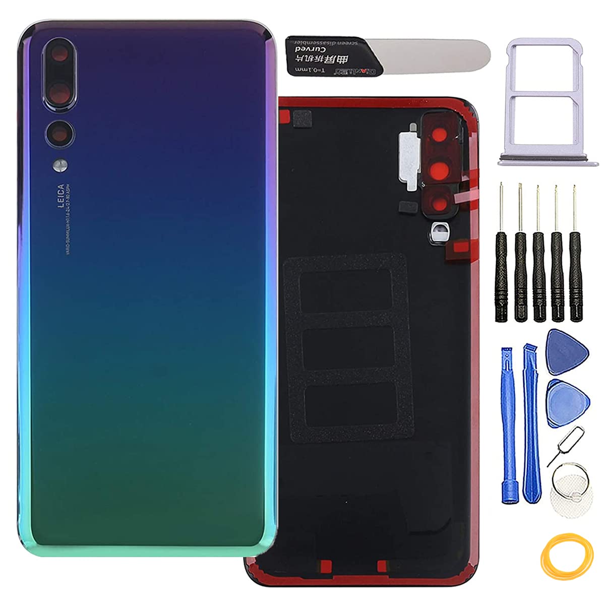 YHX-US Battery Back Cover Replacement for Huawei P20 Pro CLT-L09 CLT-L29 6.1" Rear Cover Housing Door with Repair Tool Kits (Color: Twilight)