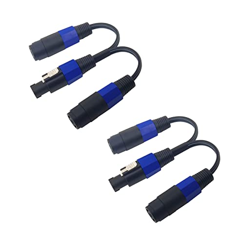 WJSTN speakon splitter Cable ,1 male to 2 female speaker Break Out Cable, Speakon Male to Dual Female Adapter Cable,2Pack