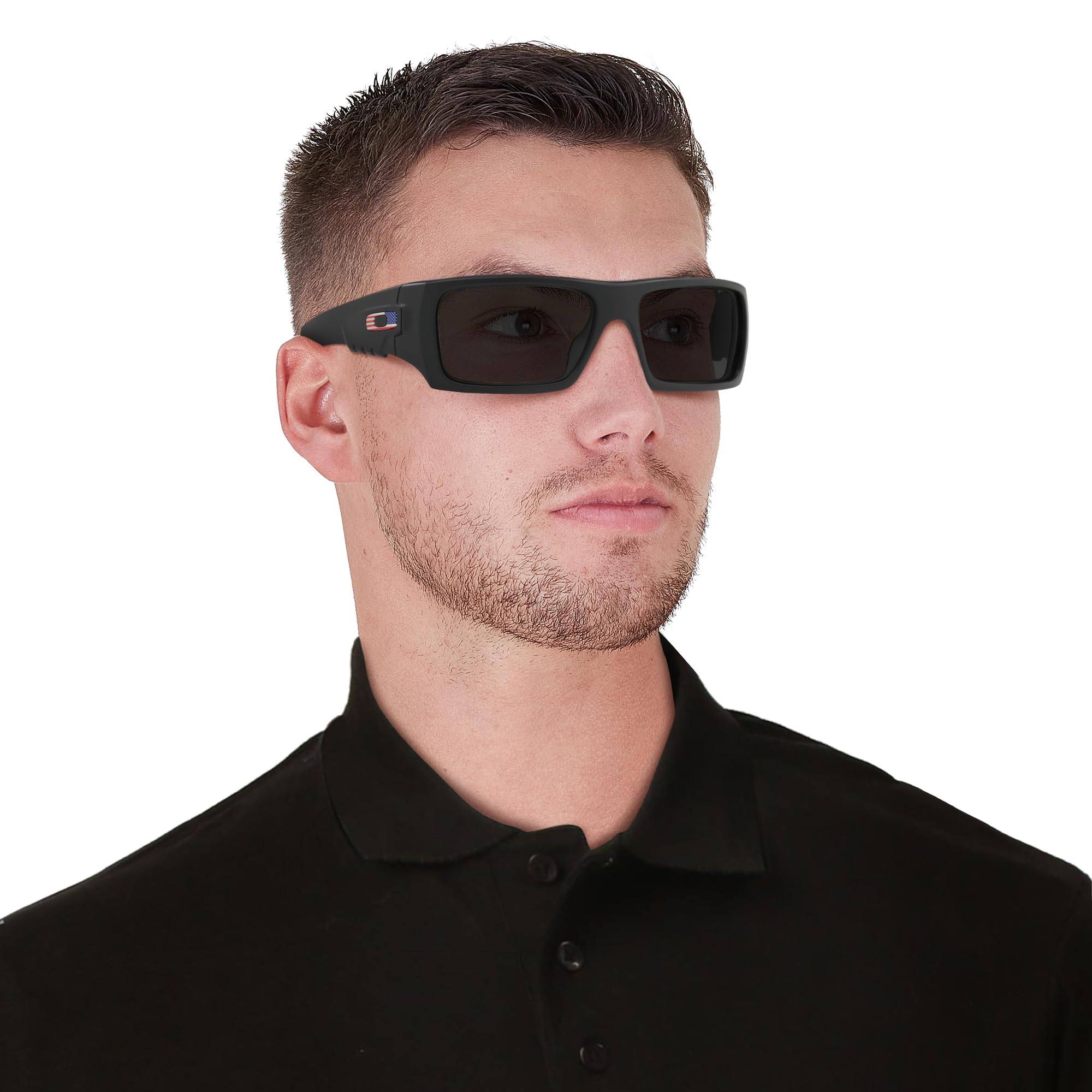 Oakley Men's OO9253 Det Cord Rectangular Sunglasses, SI Matte Black/USA Icon, 61 mm