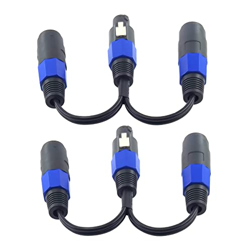 WJSTN speakon splitter Cable ,1 male to 2 female speaker Break Out Cable, Speakon Male to Dual Female Adapter Cable,2Pack