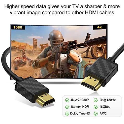 4K HDMI Cable 3ft (5 Pack), SOEYBAE HDMI 2.0 Cable Supports 4K@60Hz, 3D, 2160P, 1080P, Ethernet, HDCP 2.2, ARC, Compatible for PS5/PS4, Xbox One, HDTV