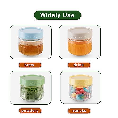 GRESEESM 4 Pack Mason Jars 16 oz with Lids, Glass Jar with Screw Lid, Glass Jars with Airtight Lids for Overnight Oats, Pickles, Salad, Spice, Candy, Jam, Seasoning, Meal Prep Containers