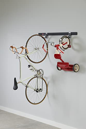 Rubbermaid FastTrack Garage Storage Bike Storage Kit, 3 Piece, All in One Rail Hook Kit Organizer, Heavy Duty Organization for Home/Garage/Wall/Shed