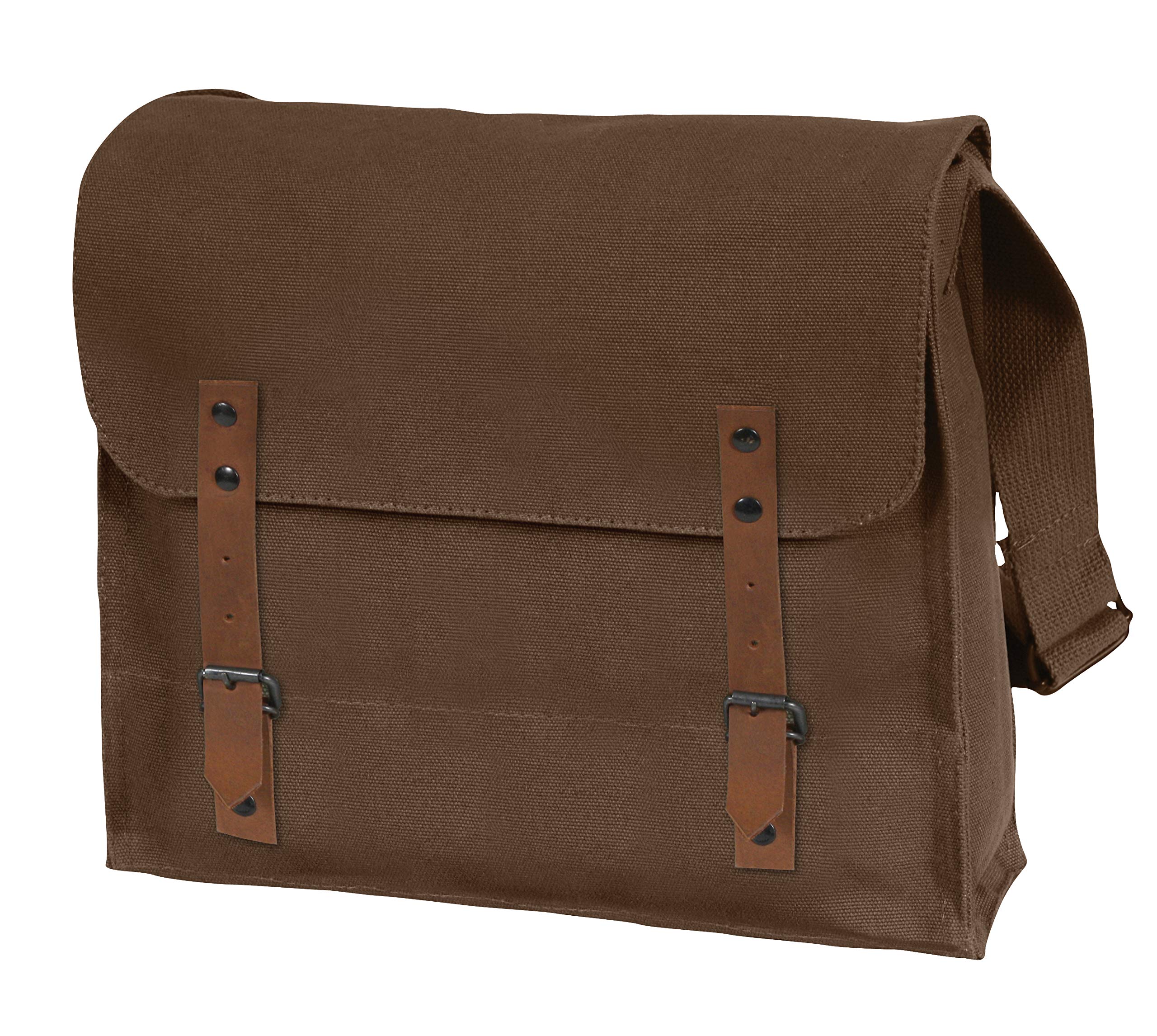 Rothco Canvas Medic Bag Crossbody Shoulder Bag with Leather Closing Straps, Brown