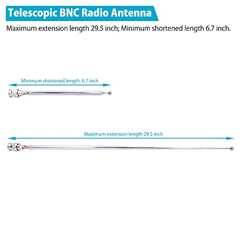 Fancasee BNC Radio Antenna with BNC Male Plug Jack Connector Adapter Telescopic Stainless Steel HF VHF UHF BNC Antenna for Portable Mobile Handheld Radio Scanner Police Scanner Receiver