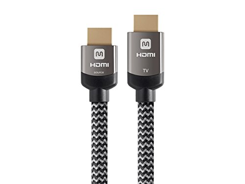 Monoprice 113755 HDMI High Speed Active Cable - 20 Feet - Gray, 4K@60Hz, 18Gbps, HDR, 28AWG, YUV, 4:4:4, CL3 - Luxe Active Series,Black
