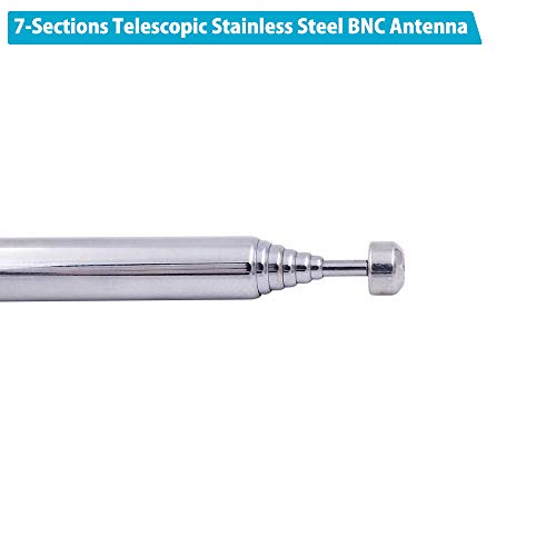 Fancasee BNC Radio Antenna with BNC Male Plug Jack Connector Adapter Telescopic Stainless Steel HF VHF UHF BNC Antenna for Portable Mobile Handheld Radio Scanner Police Scanner Receiver