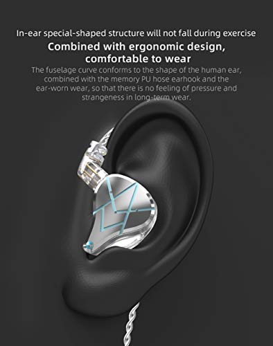 KZ ASX in-Ear Monitors, 10 Balanced Armatures Units per Side Customized HiFi IEM Wired Earphones/Earbuds/Headphones with Detachable Cable 2Pin for Musician Audiophile (Without Mic, White)