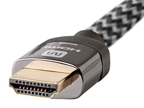Monoprice 113755 HDMI High Speed Active Cable - 20 Feet - Gray, 4K@60Hz, 18Gbps, HDR, 28AWG, YUV, 4:4:4, CL3 - Luxe Active Series,Black