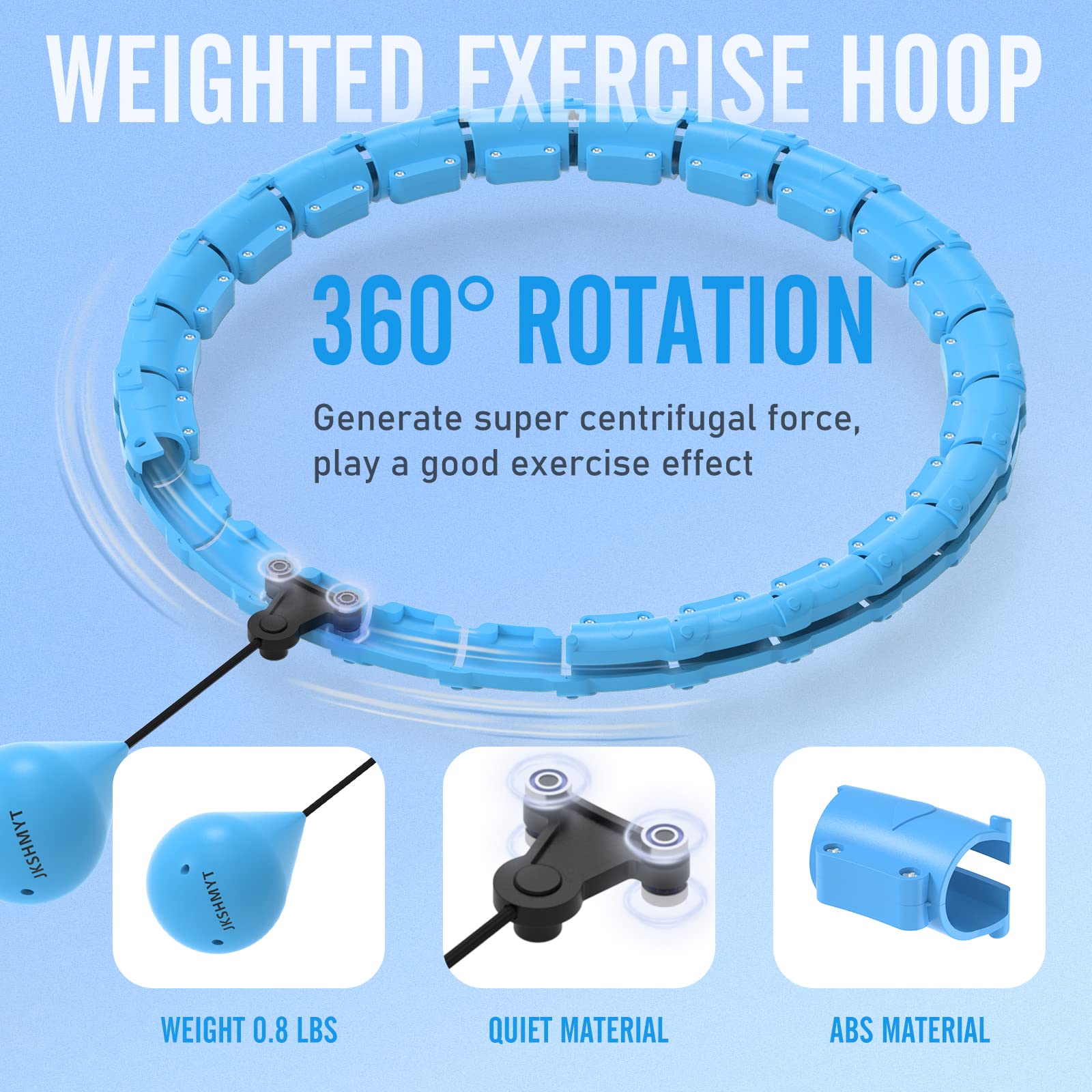JKSHMYT Weighted Hula Circle Hoops for Adults Weight Loss, Infinity Fitness Hoop Plus Size 47 Inch, 24 Detachable Links, Exercise Hoop Suitable for Women and Beginner