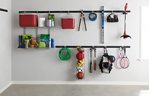 Rubbermaid FastTrack Garage Storage Bike Storage Kit, 3 Piece, All in One Rail Hook Kit Organizer, Heavy Duty Organization for Home/Garage/Wall/Shed