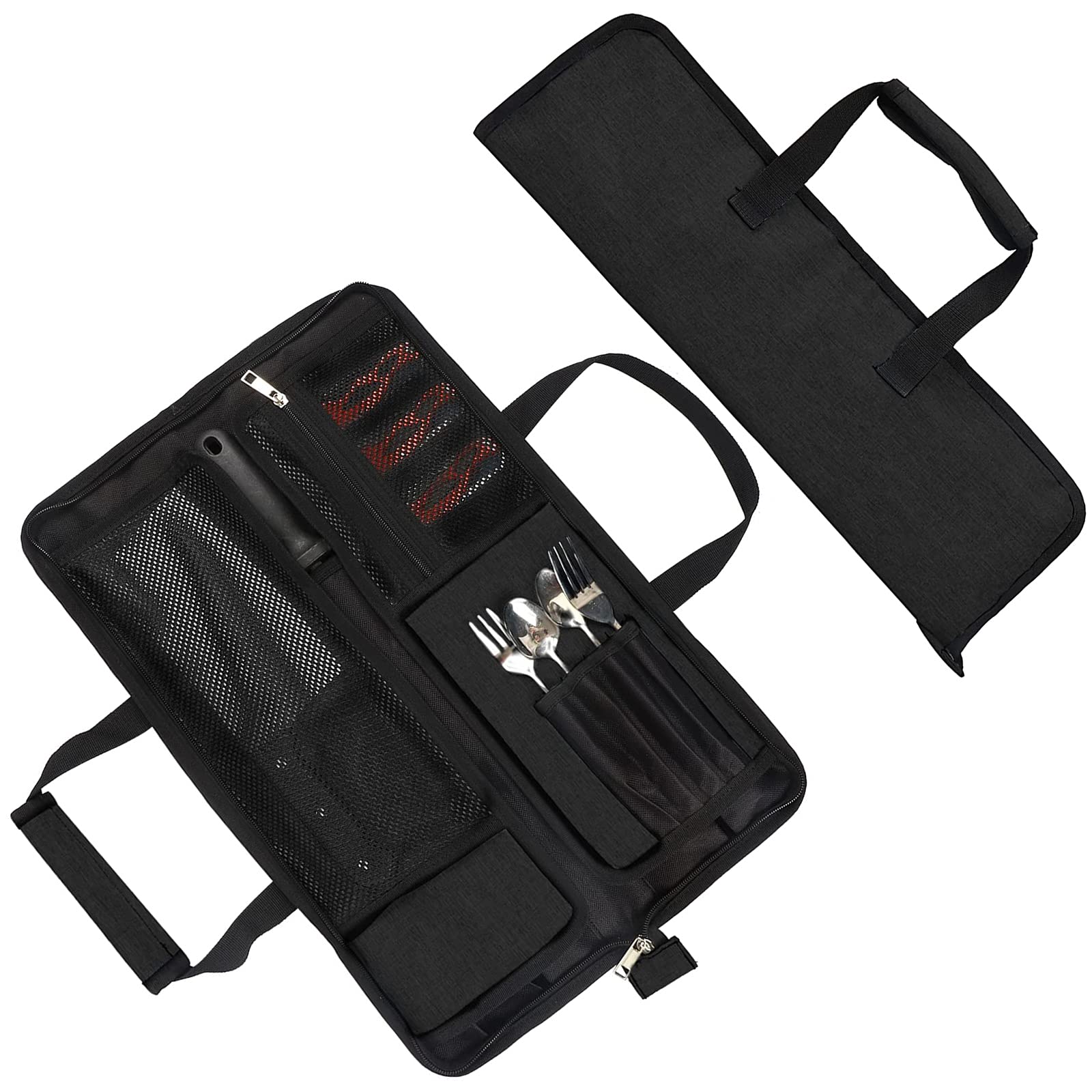 Chefâs Knife Roll Bag, Heavy Duty Oxford Chef Knife Bag, Portable 13 Slots Chef Knife Case , Multi-function Cutlery Knives Pouch Holder Knife Wrap Wallet Tool Roll for Home Kitchen Traveling Camping