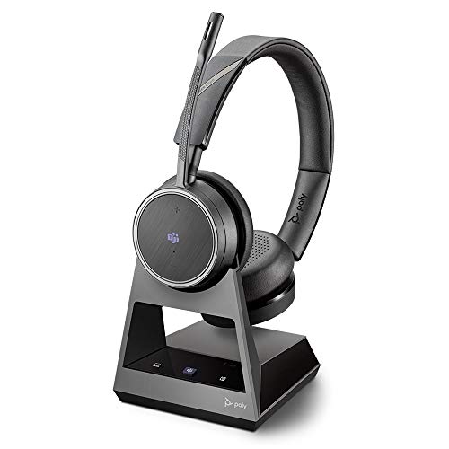 Plantronics - Voyager 4220 Office with Two-Way Base USB-A (Poly) - Bluetooth Dual-Ear (Stereo) Headset - Connect to PC, Mac, & Desk Phone-Noise Canceling-Works with Teams (Certified), Zoom & more