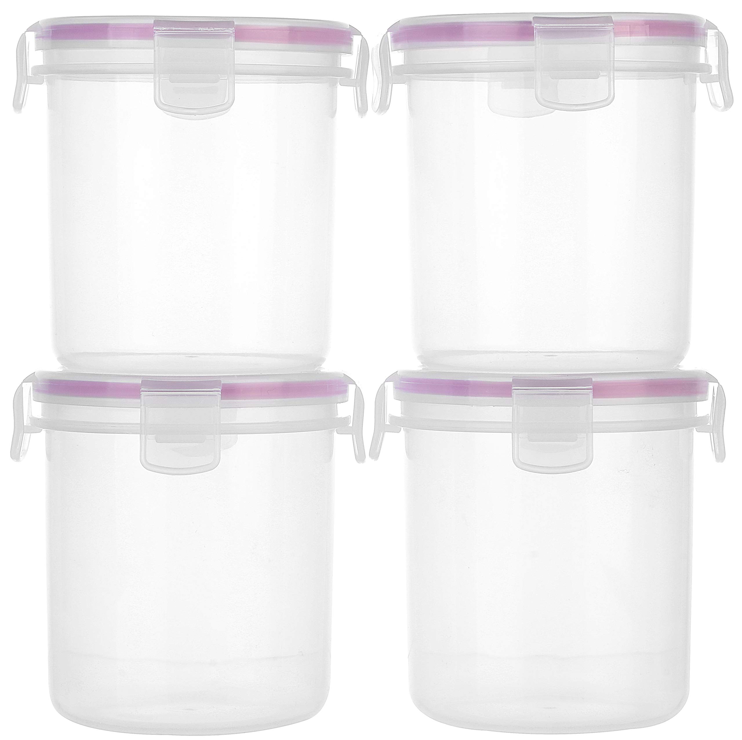 Komax Biokips Overnight Oats Containers with Lids Set of 4 β Round Airtight Food Storage Containers for Oatmeal, Cereal, Milk & More β BPA-Free Meal Prep Container Set w/Locking Lids (18.6 oz)