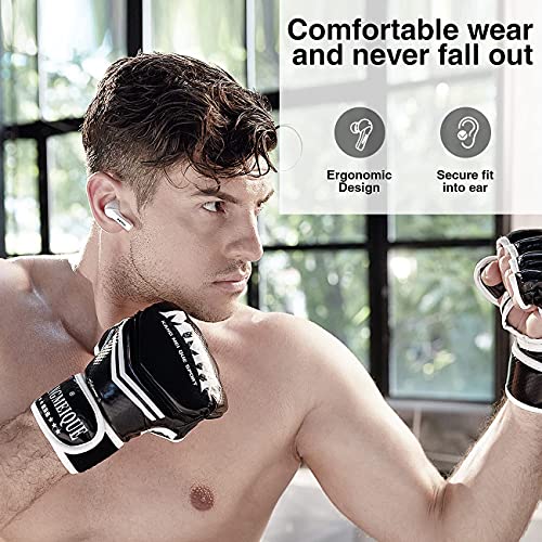 Padmate Bluetooth Headphones True Wireless Earbuds with 4 Mics CVC8.0 Noise Cancelling Earphones with Charging Case in-Ear Headset Touch Control Sport TWS 30H Playback Waterproof IPX6 Pamu T6C White