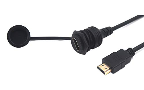 Kework 0.3 Meter HDMI Version 2.0 Mount Cable, HDMI Male to Female Flush Panel Mount Extension HD Cord for Car Truck Boat Motorcycle Dashboard, 4K2K & 60 HZ (HDMI Mount)
