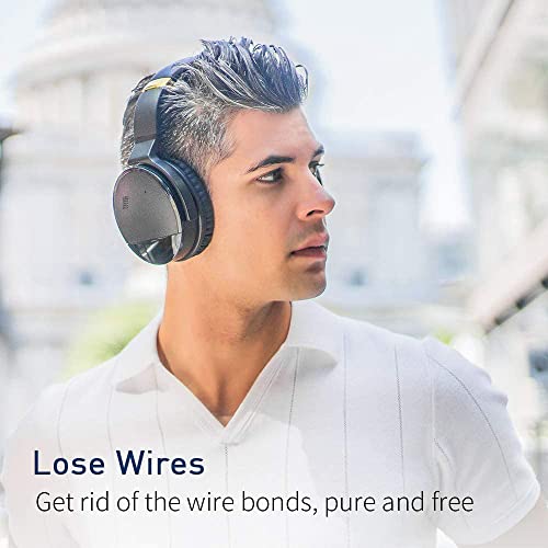 Funsmile Active Noise Cancelling Headphones Bluetooth Headphones Wireless Headphones Over Ear Built-in Microphone Deep Bass, 30 Hours for Travel/Work/TV/Computer/Cellphone - Gold