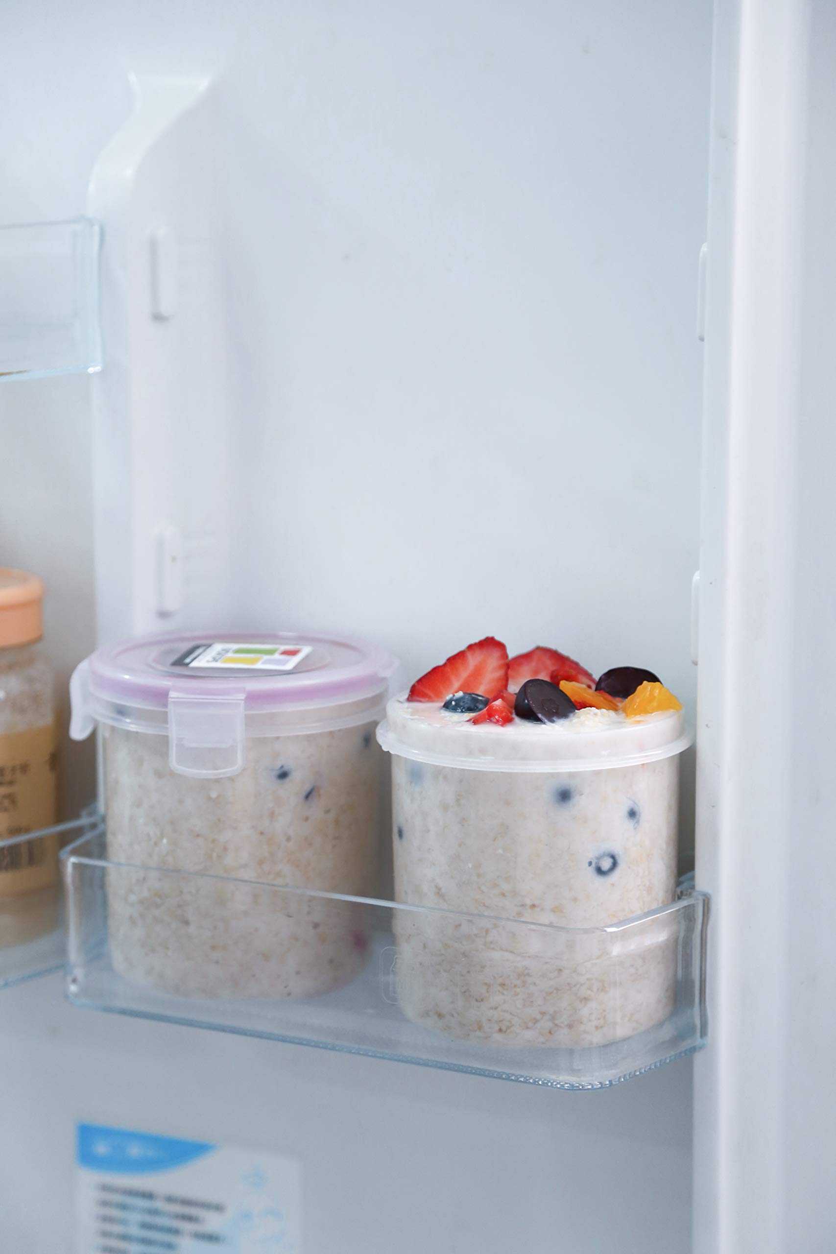 Komax Biokips Overnight Oats Containers with Lids Set of 4 β Round Airtight Food Storage Containers for Oatmeal, Cereal, Milk & More β BPA-Free Meal Prep Container Set w/Locking Lids (18.6 oz)