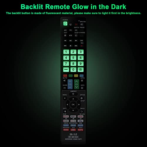 Gvirtue Universal Remote Control Replacement for Sharp-Smart-TV-Remote All Sharp AQUOS LED LCD HDTV 3D 4K UHD Smart TV with Backlit, Netflix, You Tube, Amazon, Sling, Vudu, Google Play Button