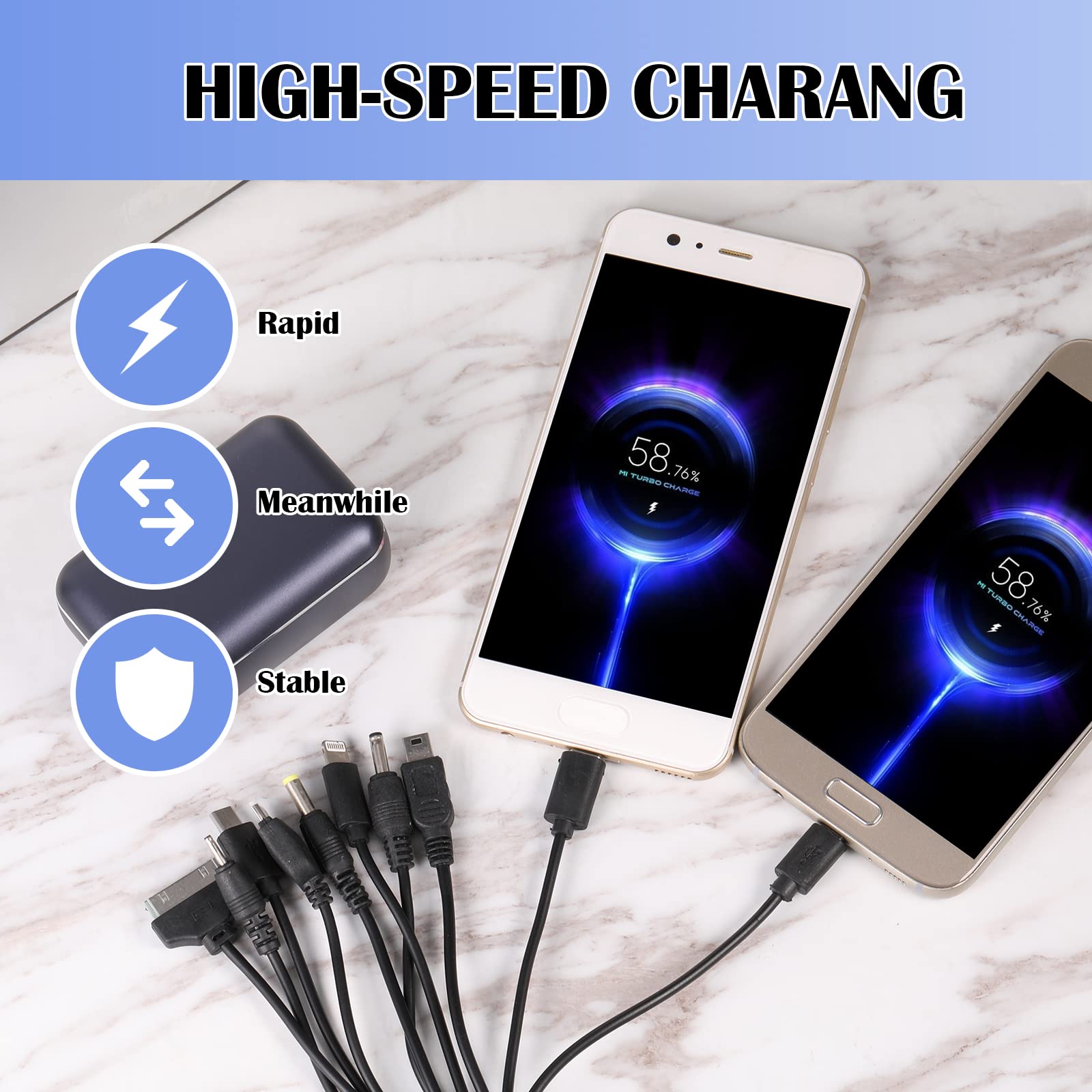 Multi-Charger 10 in 1 Universal USB Charging Cable 10 in 1 Universal USB Cable Multi Charger Cable Adapter Multifunction Charging Sync Cord Universal Camera Cables for PSP/Nokia/HTC/LG/Samsung