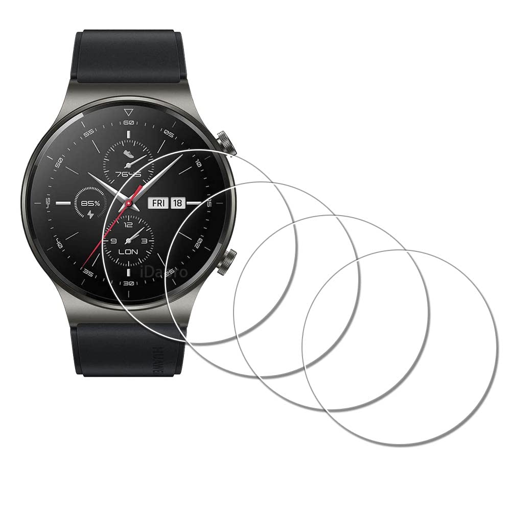 iDaPro Screen Protector for HUAWEI GT 2 pro Watch [4 Pack] GT2 pro Tempered Glass Anti-Scratch Bubble-Free Easy Installation