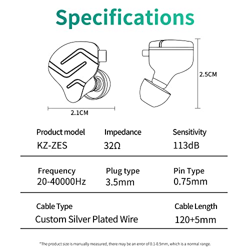 KZ ZES electrostatic Dynamic Hybrid Technology 3.5 mm Earphones Wired Earphones with Microphone IEM bass Earbuds in Ear Headset zes kz IEM (with mic)