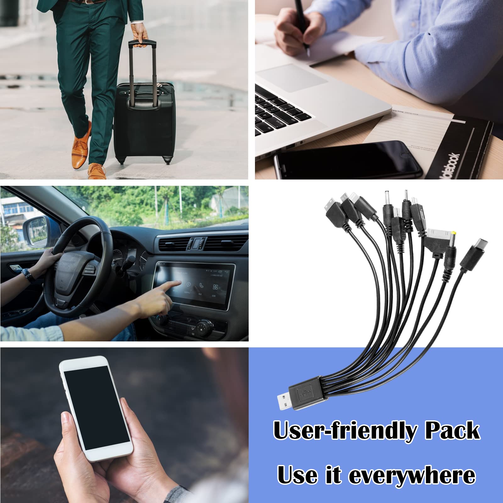 Multi-Charger 10 in 1 Universal USB Charging Cable 10 in 1 Universal USB Cable Multi Charger Cable Adapter Multifunction Charging Sync Cord Universal Camera Cables for PSP/Nokia/HTC/LG/Samsung