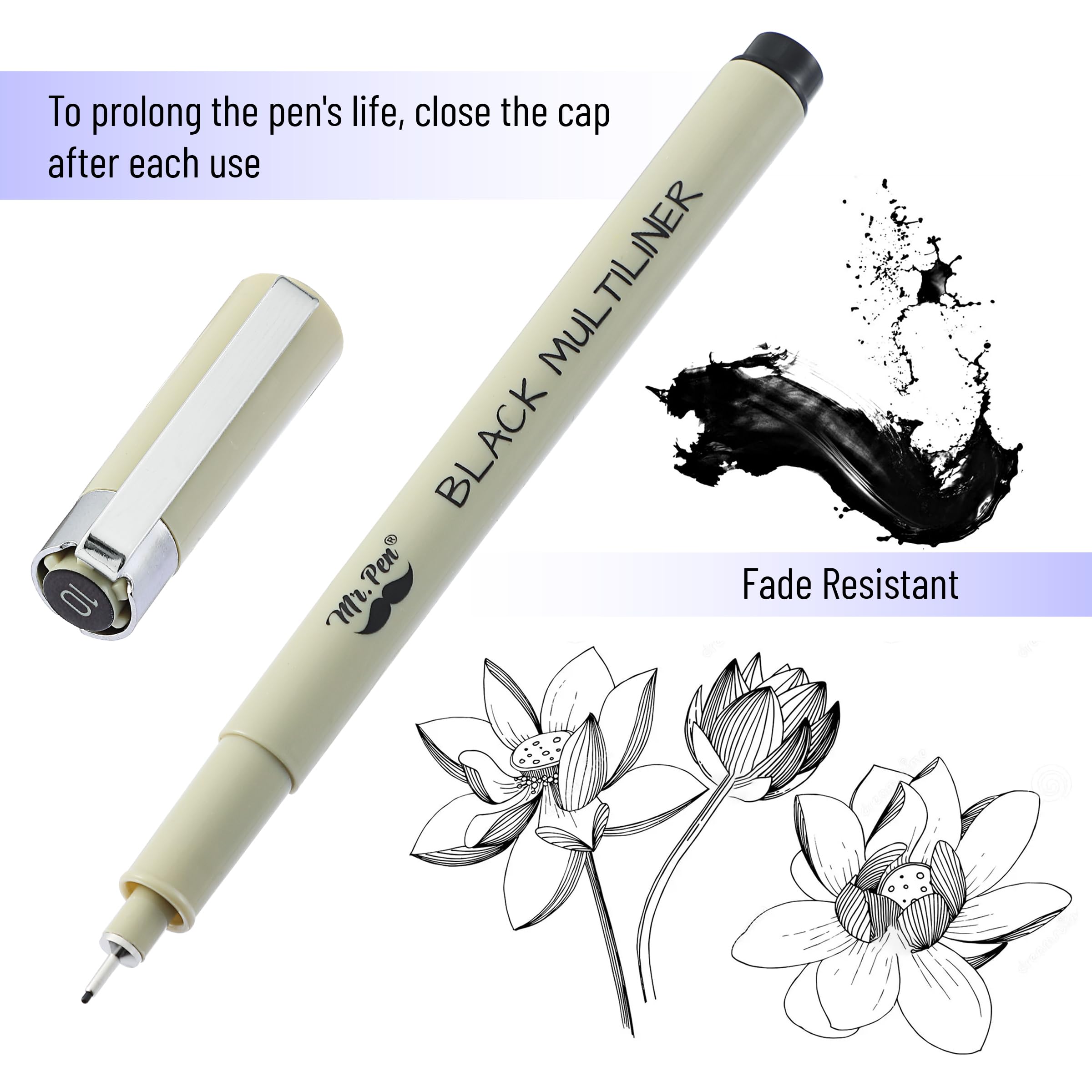 Mr. Pen- Black Fineliners, Fine Point Pens, 0.25mm, 4 Pack, Bible Pens No Bleed, Fine Tip Pens, Ultra Fine Point Pens, Black Fineliner Pens, Black Fine Point Pens, Black Art Pens, Fineliner Pen Black