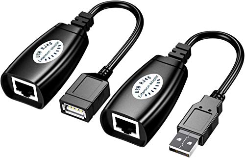 USB Over RJ45,USB RJ45 Extender Over Cat5/Cat5e /Cat6 Cable Extension Cable Connector Adapter - Up to 150ft Length, Printer
