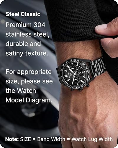 Fullmosa 16mm Stainless Steel Watch band, Quick Release Link Watch Strap Bracelet Replacement Wristband for Men Women, Black