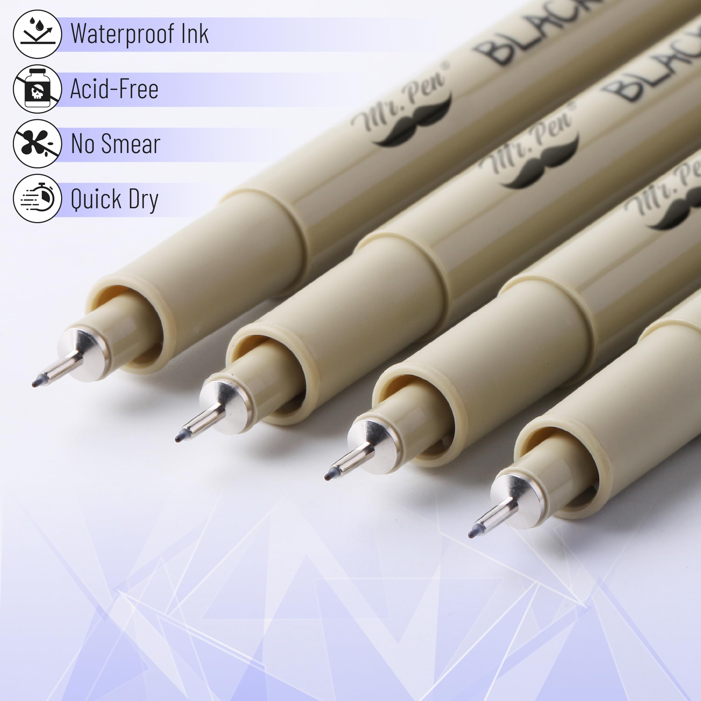 Mr. Pen- Black Fineliners, Fine Point Pens, 0.25mm, 4 Pack, Bible Pens No Bleed, Fine Tip Pens, Ultra Fine Point Pens, Black Fineliner Pens, Black Fine Point Pens, Black Art Pens, Fineliner Pen Black