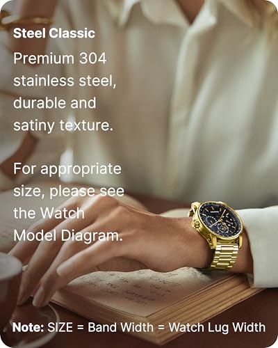Fullmosa 18mm Stainless Steel Watch band, Quick Release Link Watch Strap Bracelet Compatible with Garmin Vivoactive 4S/Vivomove 3S/Active S/Venu 2S/Move 3S, Golden