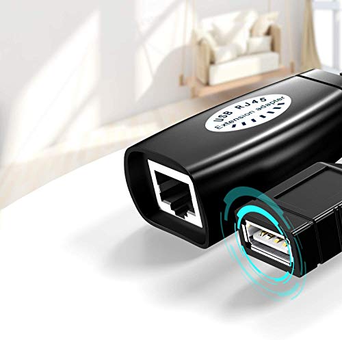 USB Over RJ45,USB RJ45 Extender Over Cat5/Cat5e /Cat6 Cable Extension Cable Connector Adapter - Up to 150ft Length, Printer