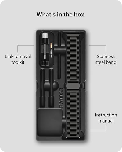 Fullmosa 16mm Stainless Steel Watch band, Quick Release Link Watch Strap Bracelet Replacement Wristband for Men Women, Black