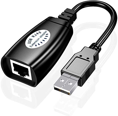 USB Over RJ45,USB RJ45 Extender Over Cat5/Cat5e /Cat6 Cable Extension Cable Connector Adapter - Up to 150ft Length, Printer