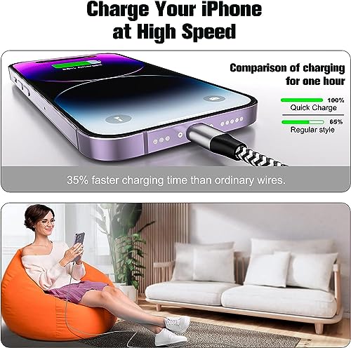 [Apple MFi Certified] iPhone Charger,Compatible for iPhone Charger,3Pack 10FT Fast Chargers Lightning Cable for iPhone 14/13/12/11/Xs/XR X/8/7/iPad iPod AirPods