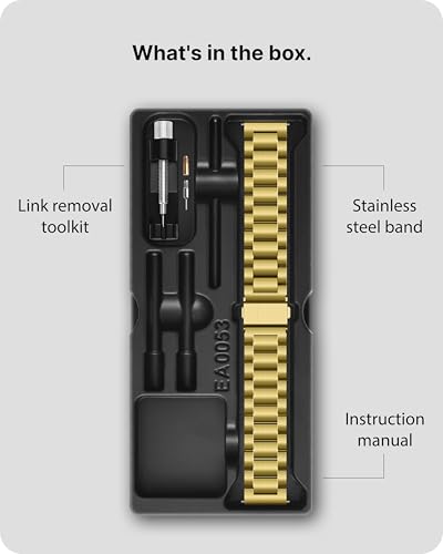 Fullmosa 18mm Stainless Steel Watch band, Quick Release Link Watch Strap Bracelet Compatible with Garmin Vivoactive 4S/Vivomove 3S/Active S/Venu 2S/Move 3S, Golden