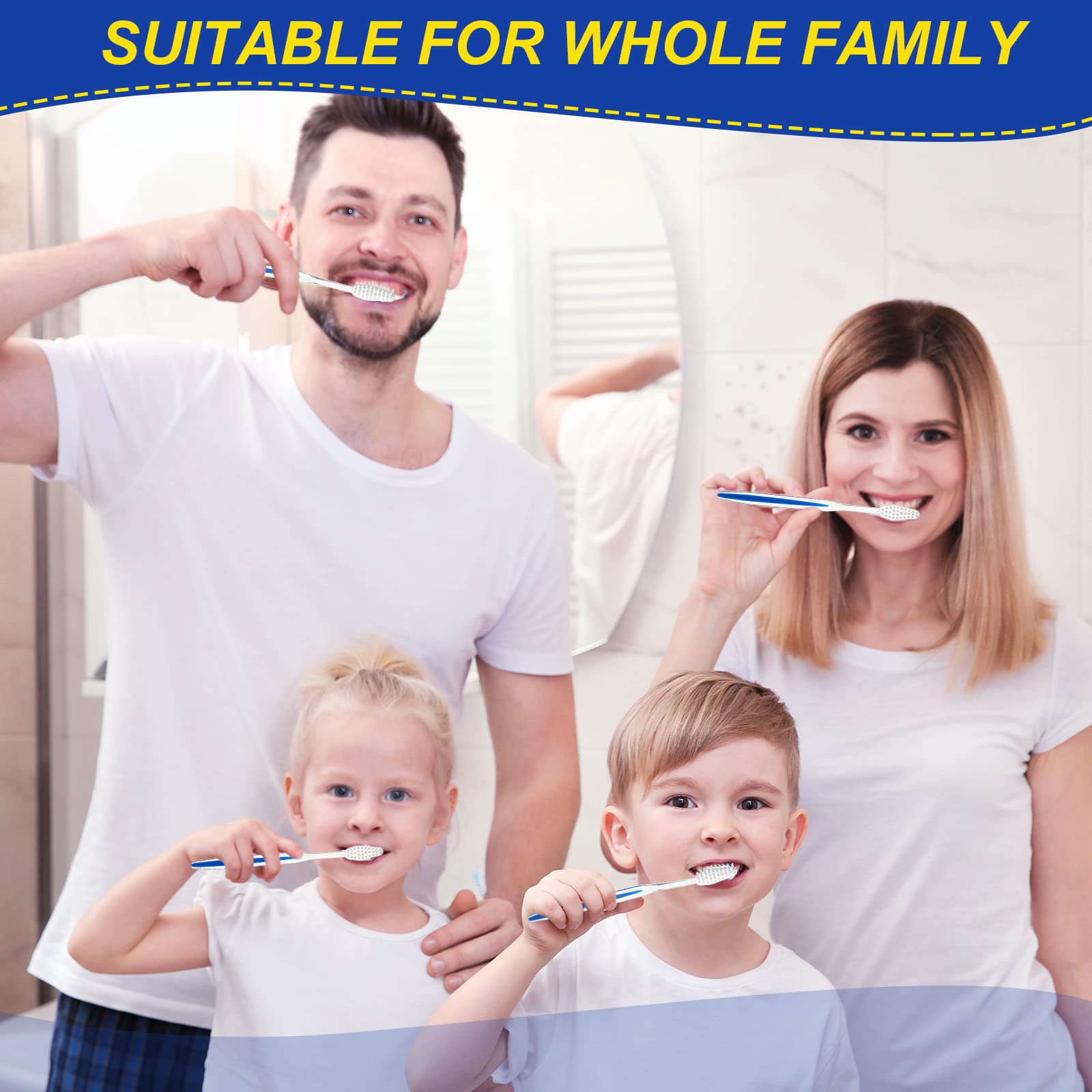 Patelai 100 Pcs Individually Wrapped Toothbrush Bulk Disposable Travel Toothbrushes Soft Bristle Tooth Brush Single Pack for Camping Adults Kids Hotels Guest Toiletries (Blue)