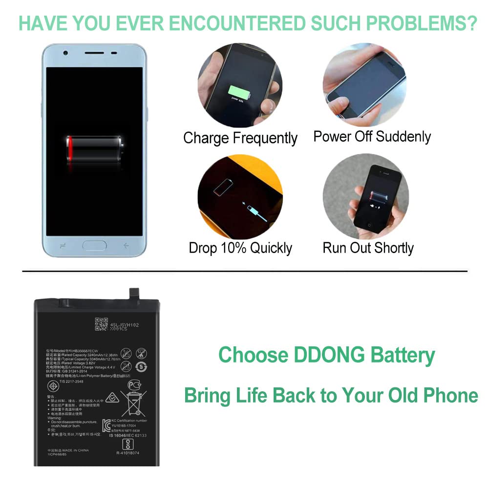 DDONG(Flame Bird Co., Ltd) for Huawei Mate SE BND-L34 BND-L24 P30 Lite Mate 10 Lite Replacement Battery HB356687ECW with Repair Tool Kit