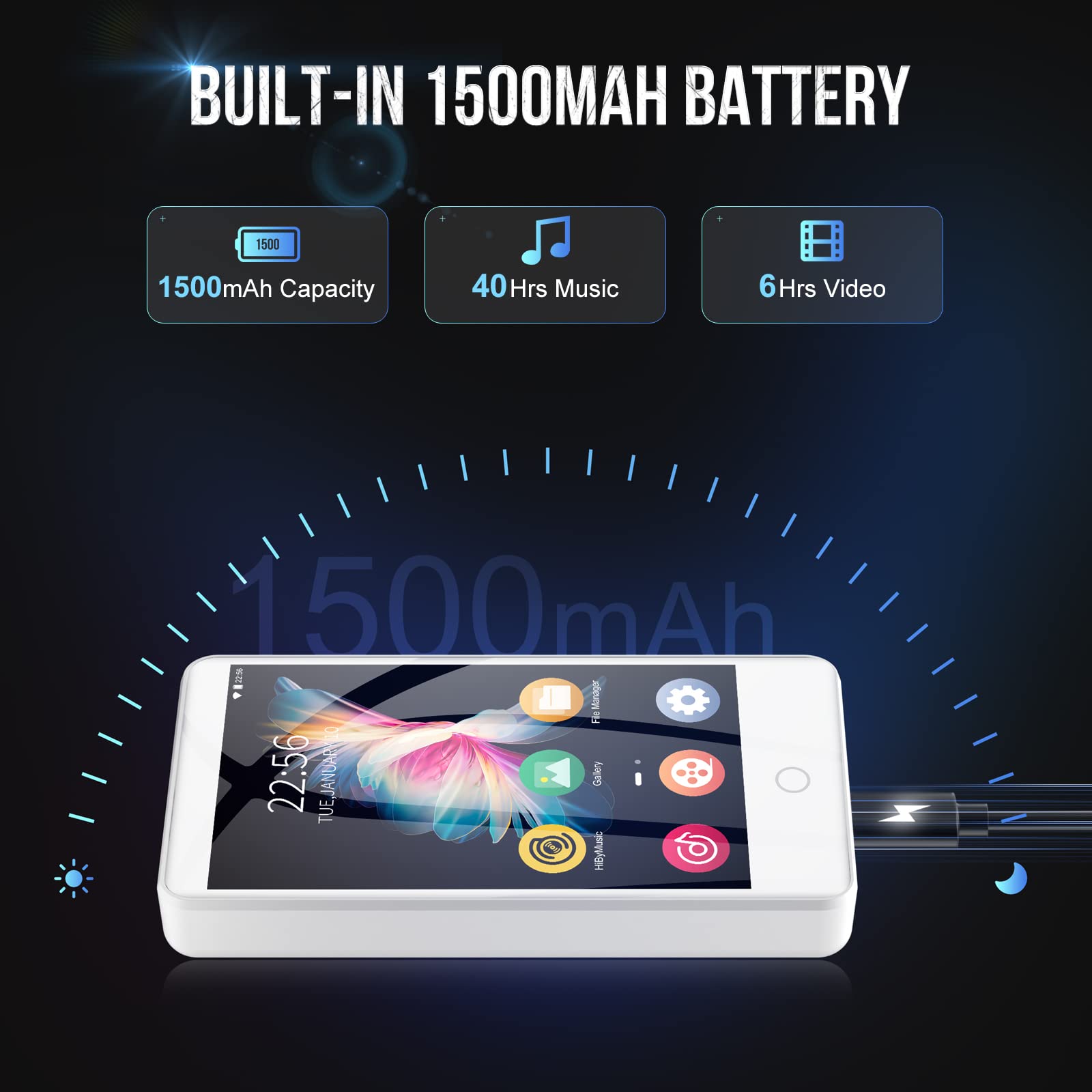 MP3 Player with Bluetooth and WiFi，MECHEN 3.5" Full Touch Screen Mp3 Mp4 Player with Speaker，Android Portable Digital HiFi Sound Music Player with FM Radio,Recorder, Ebook,Browser. (H1-White)