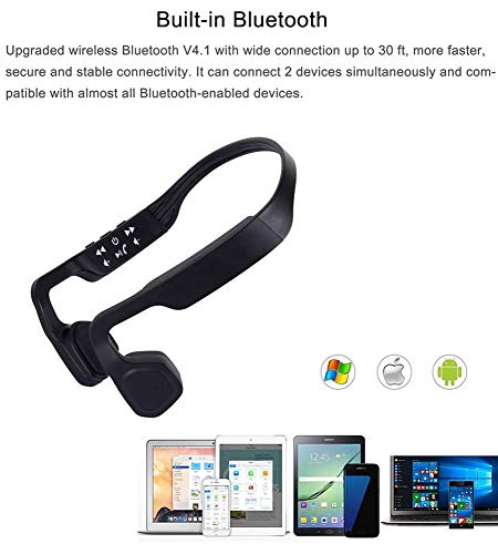 QT S Bone Conduction Headphones Bluetooth with Mic Titanium Lightweight Open-Ear Wireless Stereo Music IP65 Water & Sweat Resistant Answer Phone Call for Running Hiking Driving Bicycling Earphone