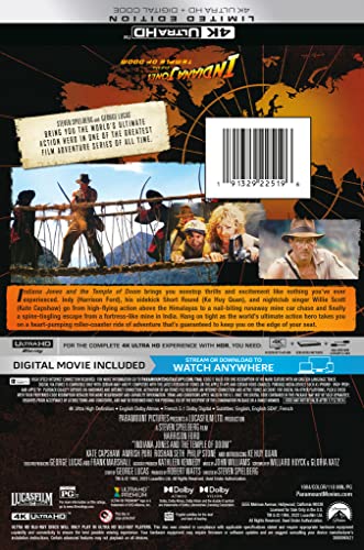 Indiana Jones and the Temple of Doom Limited-Edition Steelbook [4K UHD]