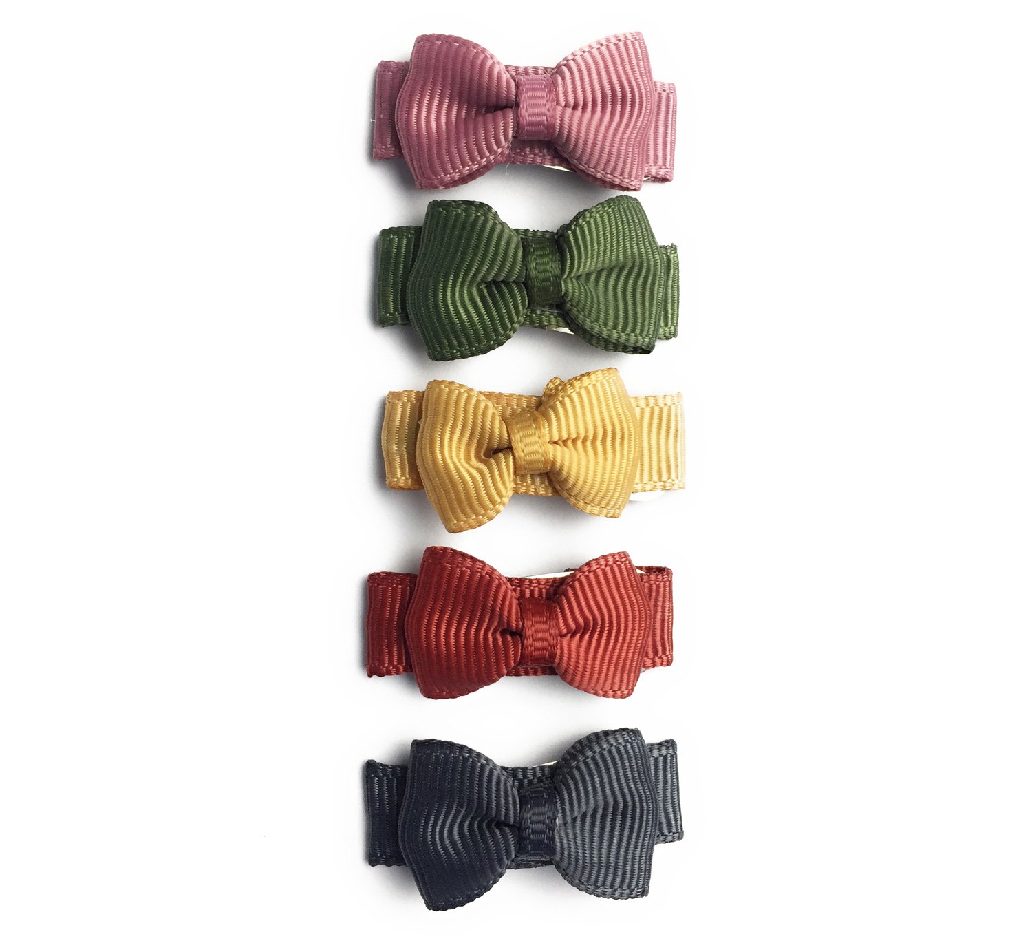 Baby Wisp 5 Tiny Grosgrain Tuxedo Hair Bows Baby Girls Toddler Clips - Little & Brave Gift Set
